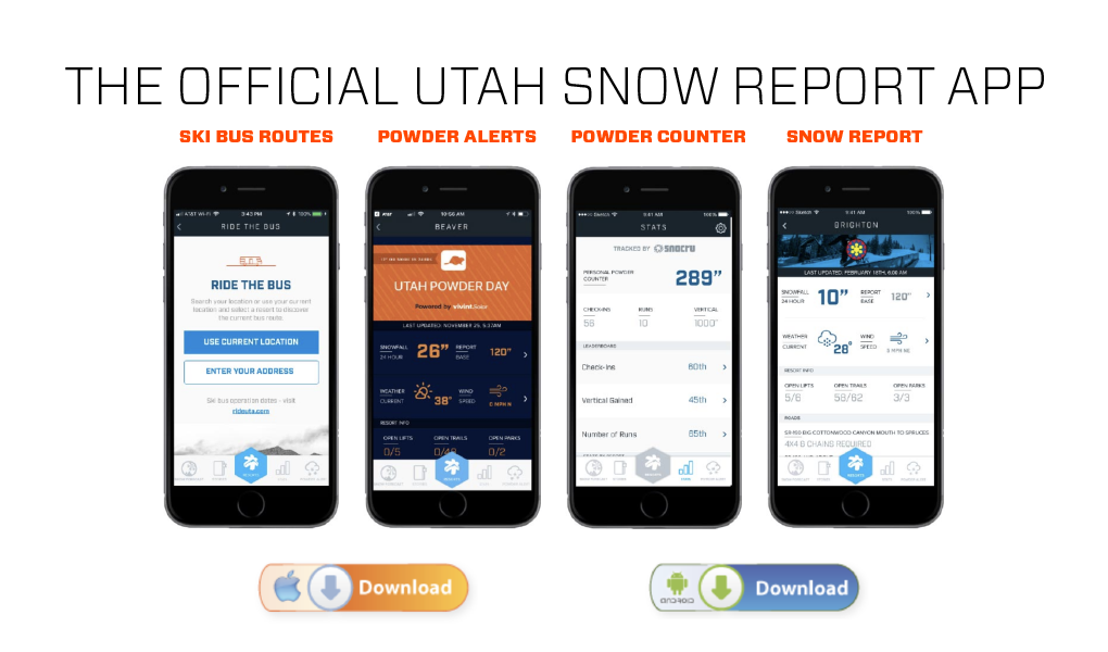Utah Snow Report - 7 FREE Options - Mobile App + TV Display - Ski Utah